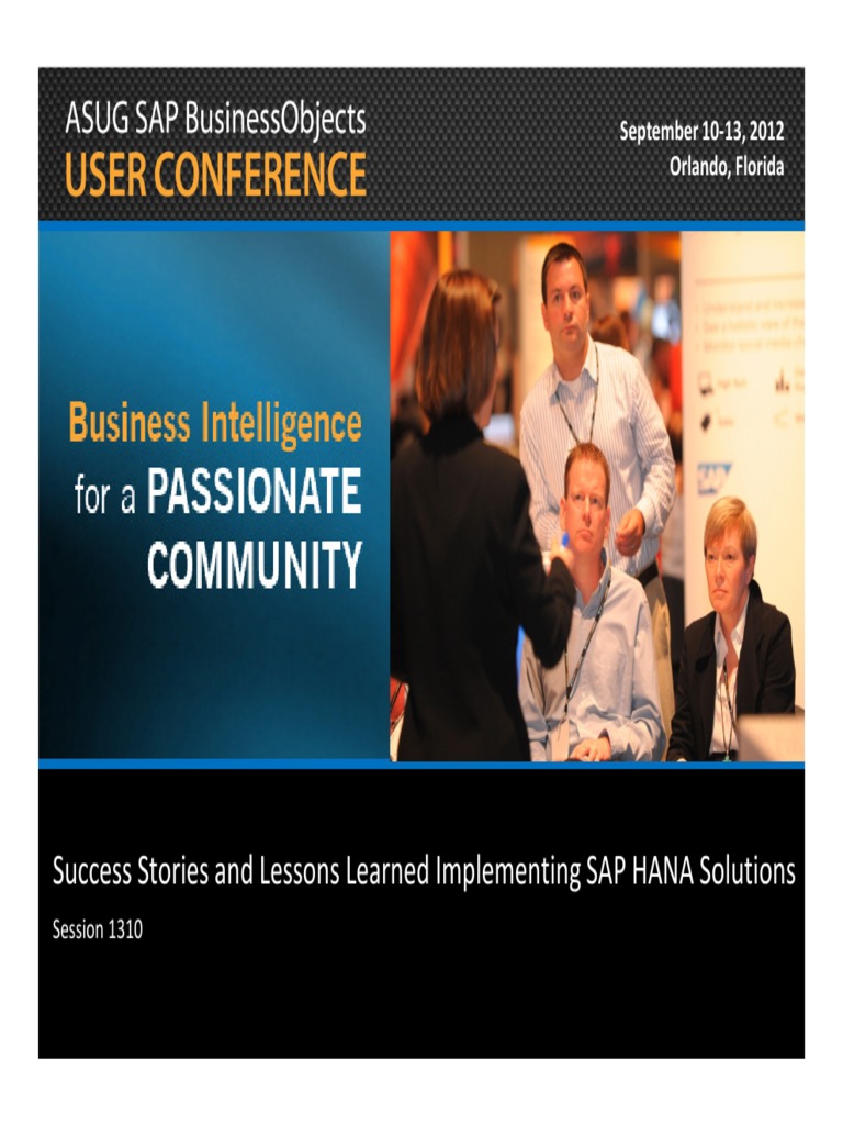 1310 Success Stories and Lessons Learned Implementing SAP HANA Solutions | PDF