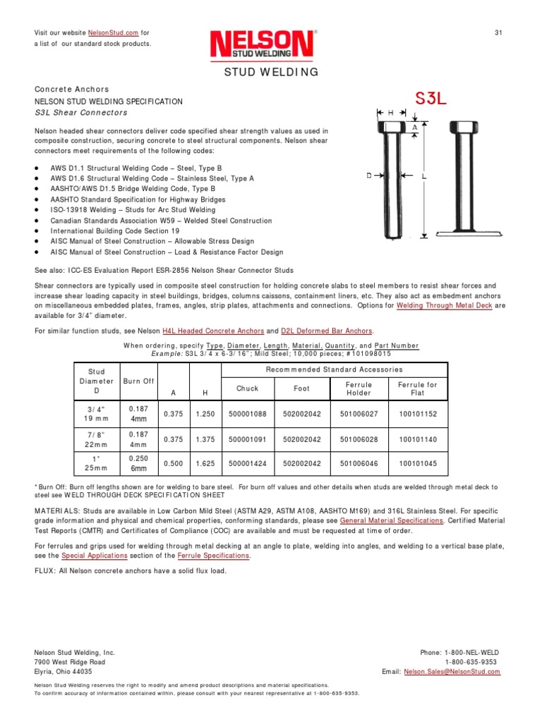 s3l Nelson Stud | PDF | Welding | Construction