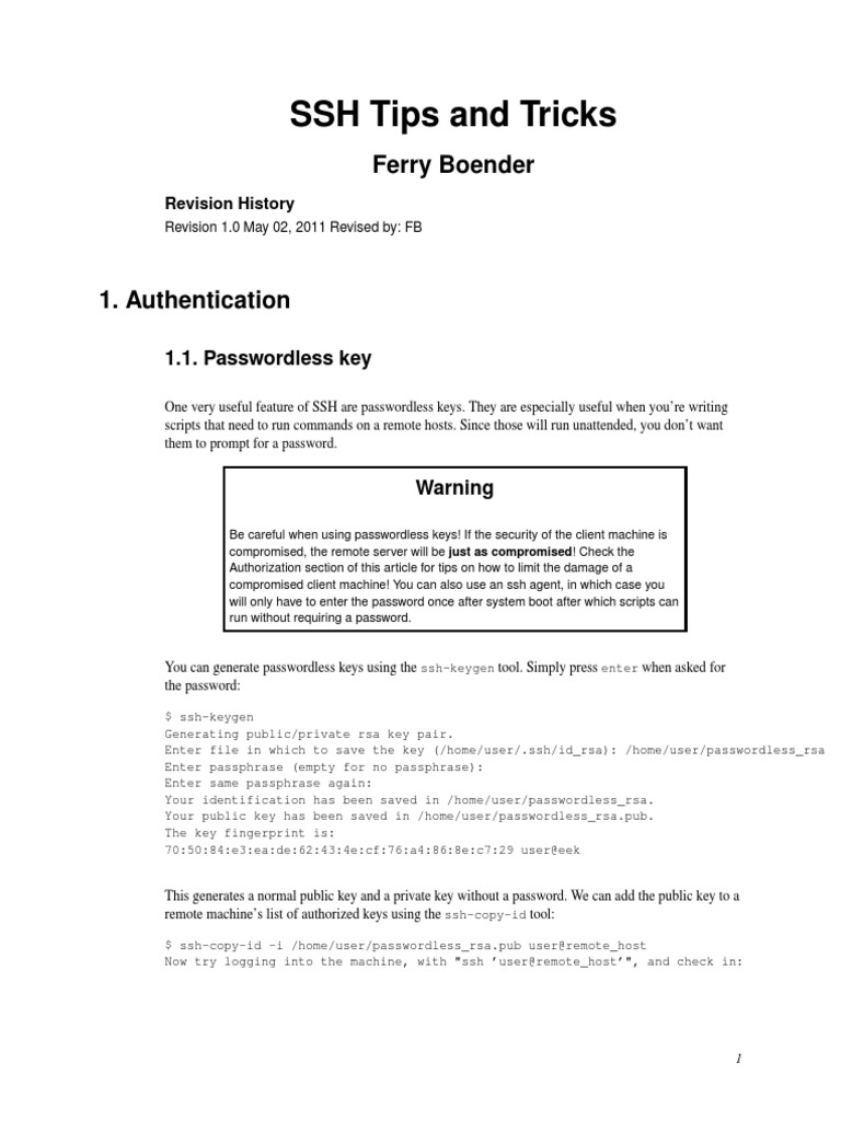 SSH Tips Tricks | PDF | Secure Shell | File Transfer Protocol