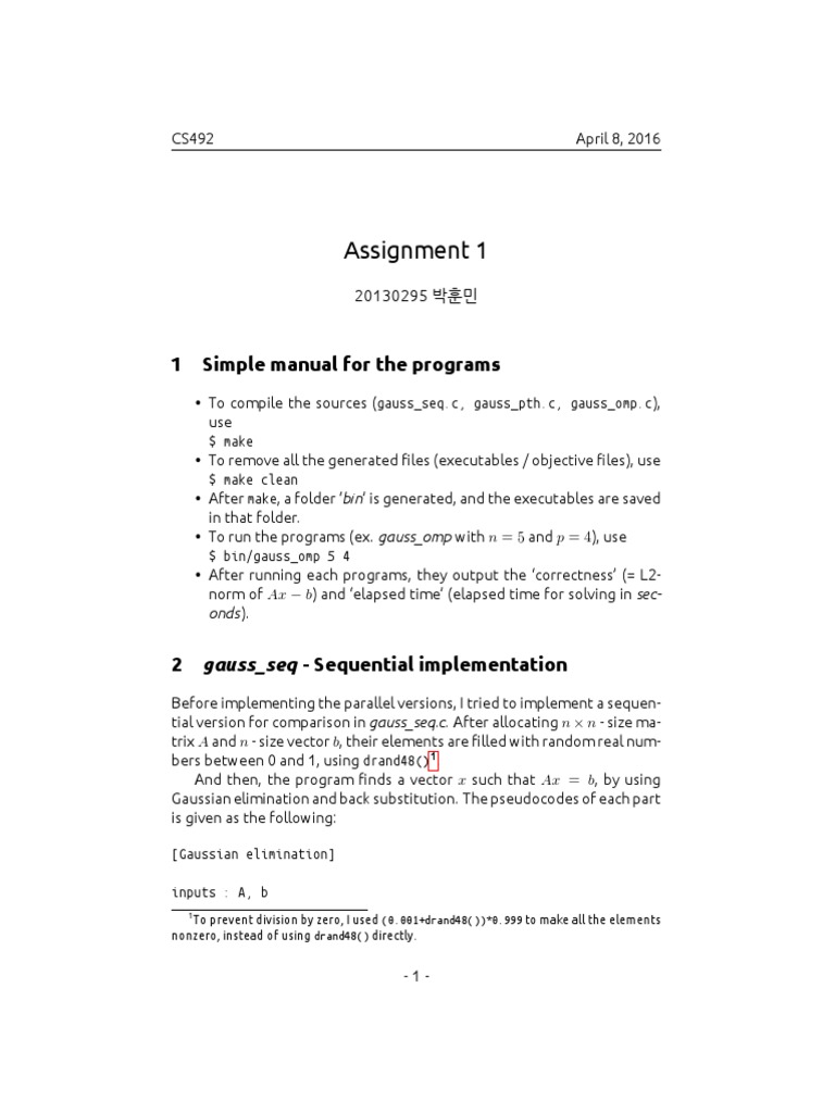 Gaussian Elimination Pdf Thread Computing Areas Of Computer Science 0634