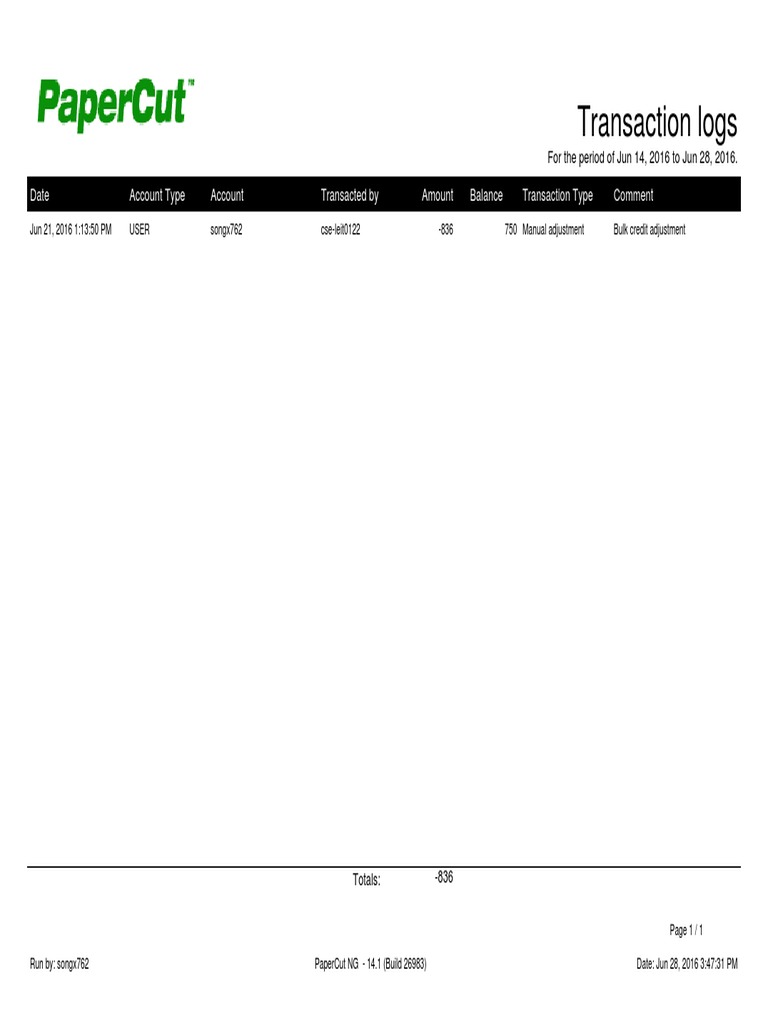 Transaction Logs | PDF
