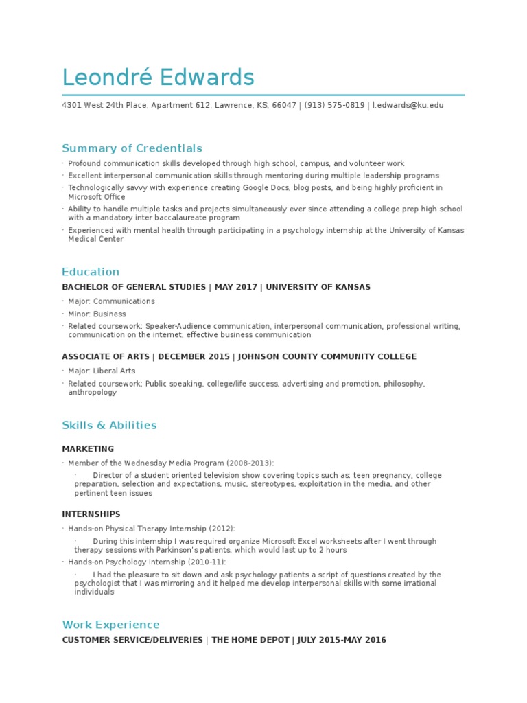 Complete Resume Assignment | PDF