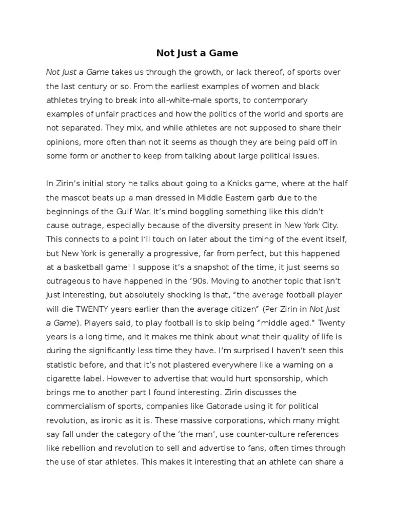 Not Just A Game | PDF | Masculinity | Gender