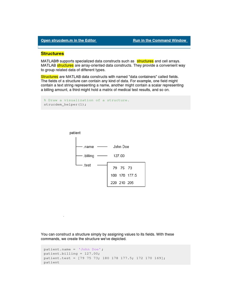 Structures In Matlab Matlab Array Data Type