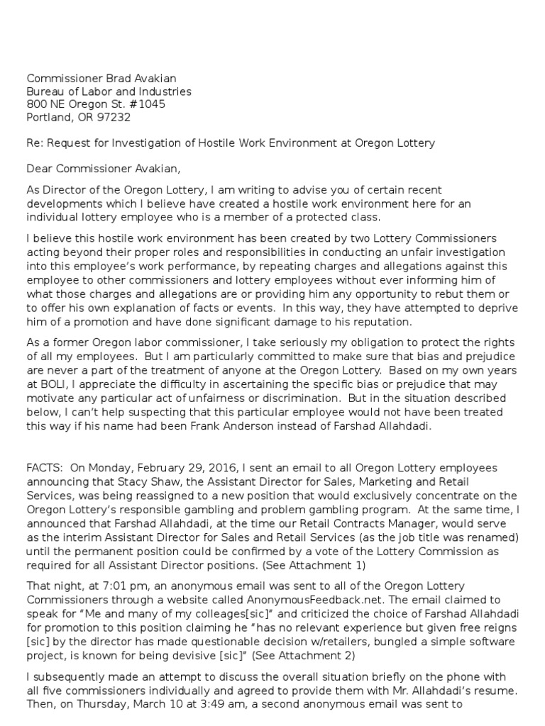 BOLI Discrimination Complaint | PDF | Federal Bureau Of Investigation ...