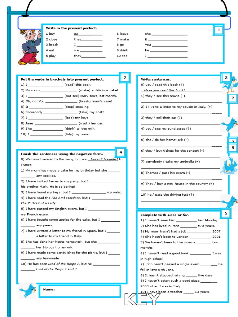 Present Perfect Test | PDF | Grammar