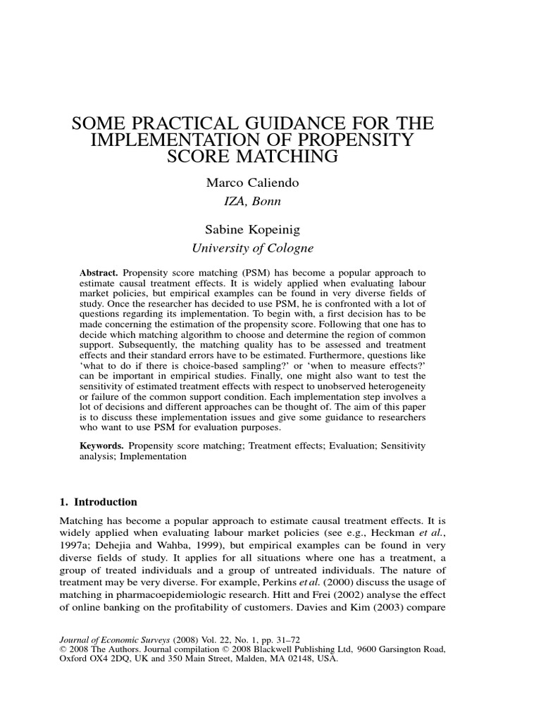 Propensity Score Matching Guide | PDF | Bias Of An Estimator | Sensitivity Analysis