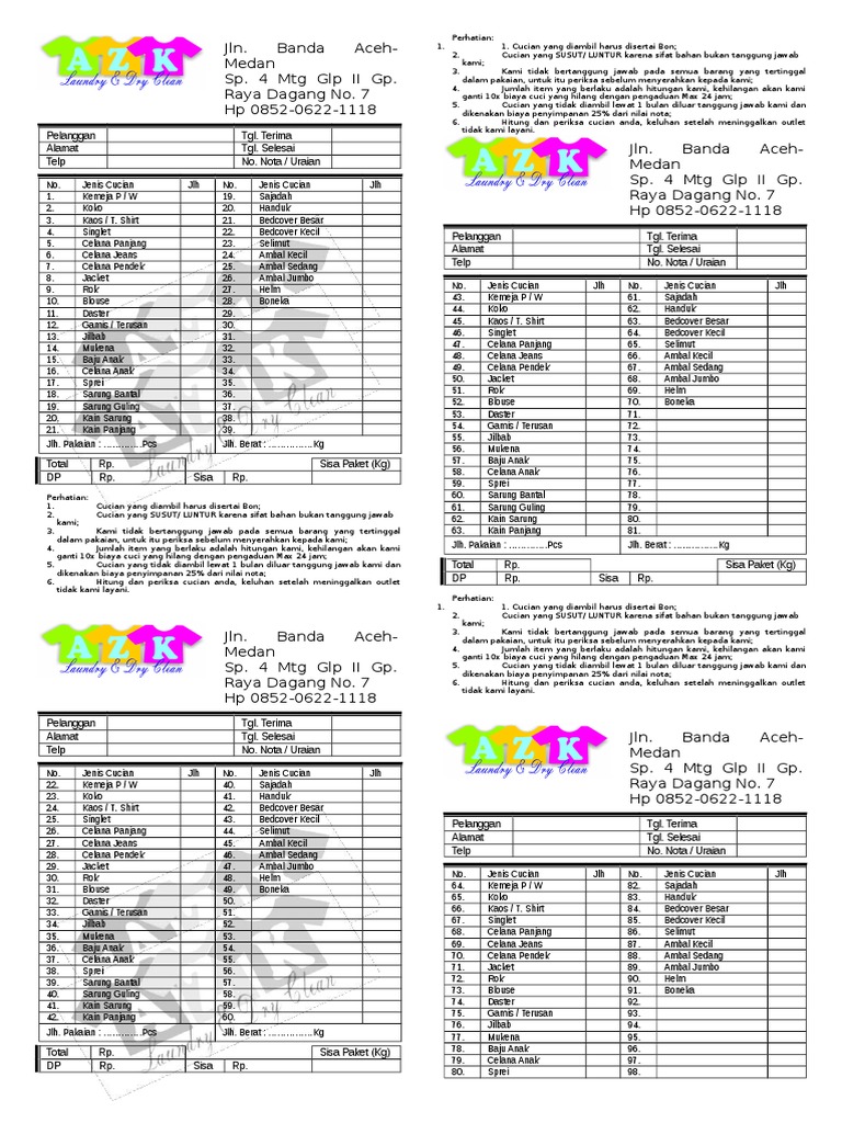 Nota Bon AZK LAundry | PDF