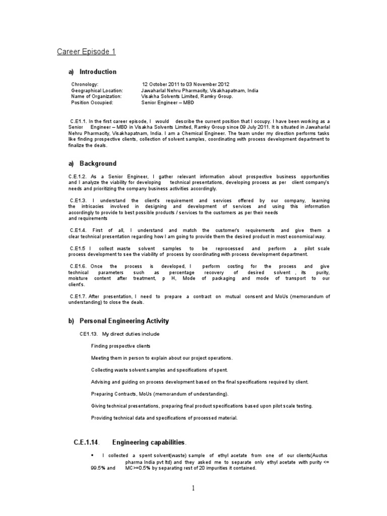 Career Episode 1: A) Introduction | PDF