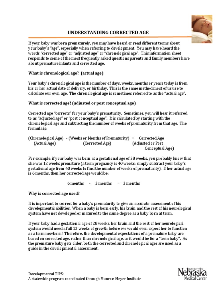 Understanding Corrected Age for Premature Babies | PDF | Infants ...