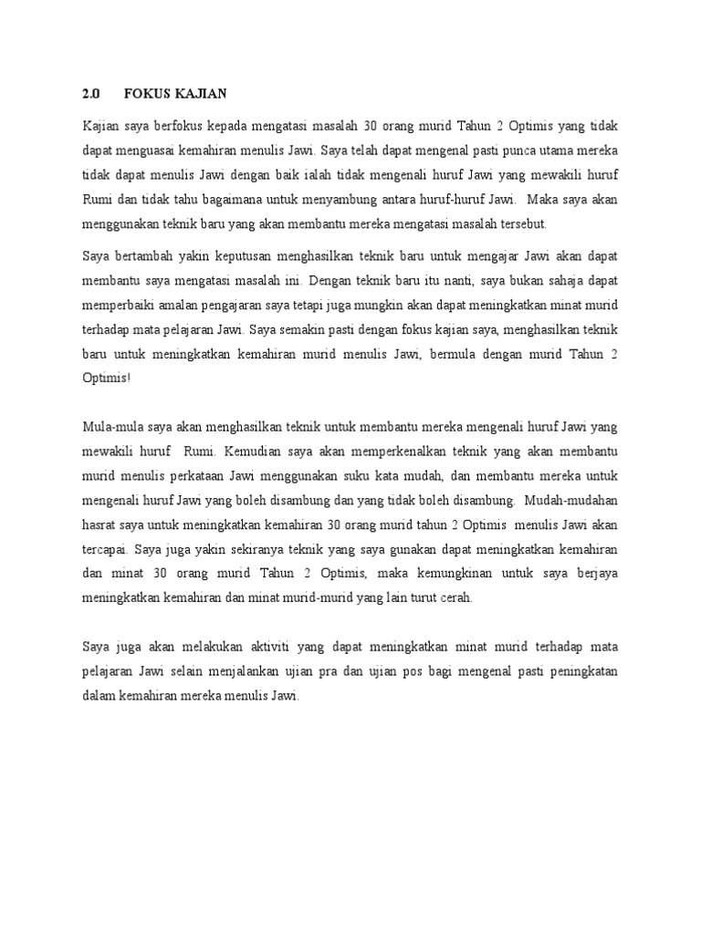 Contoh Penulisan Fokus Kajian | PDF