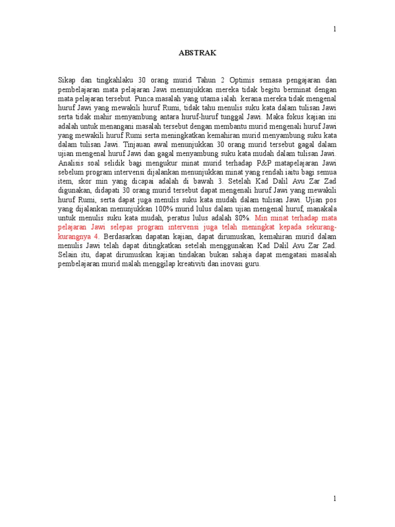 Contoh Penulisan Abstrak | PDF | Karier & Perkembangan | Seni ...