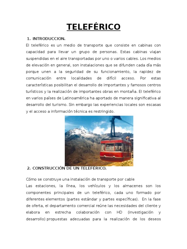 Funcionamiento y partes del teleférico | PDF | Tránsito rápido | Industrias