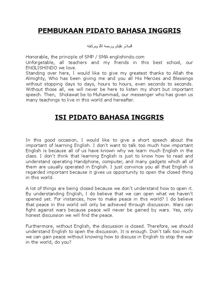 KUMPULAN PIDATO BHS INGGRIS.doc | Friendship | Secondary School | Free ...