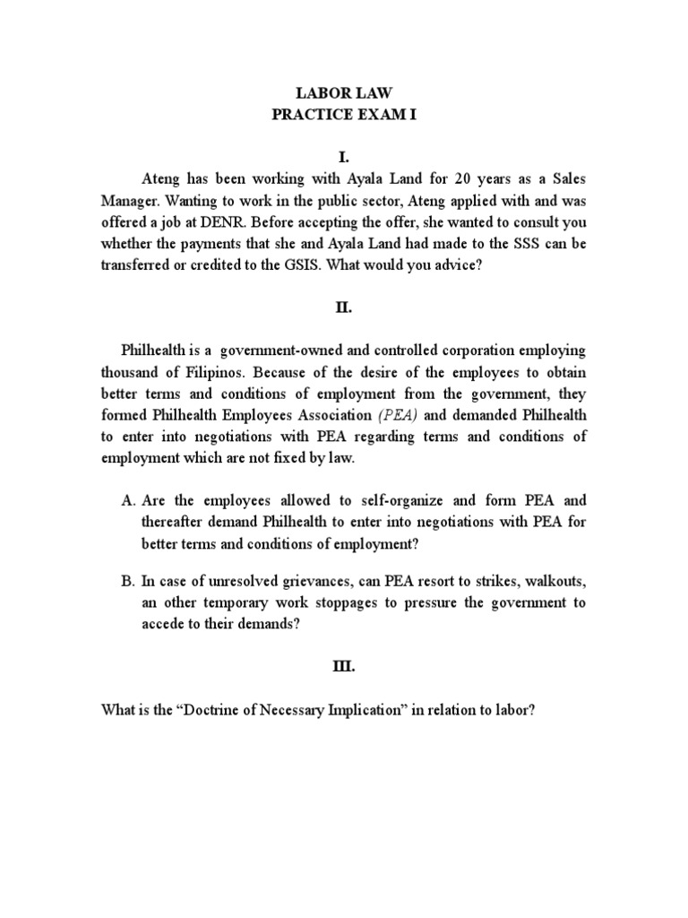 Labor Law Practice Exam Scenarios | PDF | Strike Action | United States ...