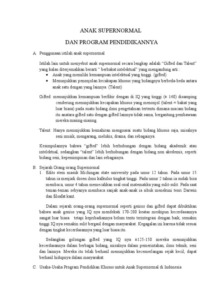 Anak Supernormal | PDF