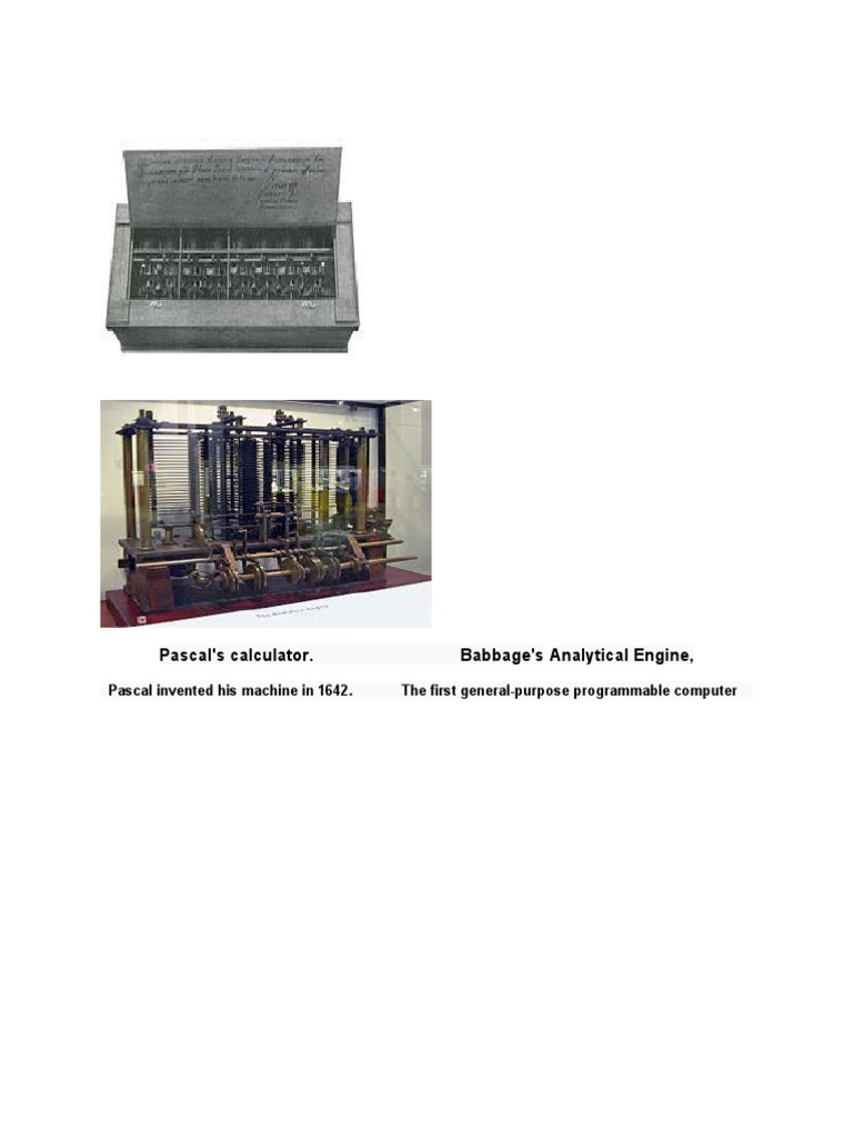Pascal's Calculator. Babbage's Analytical Engine | PDF