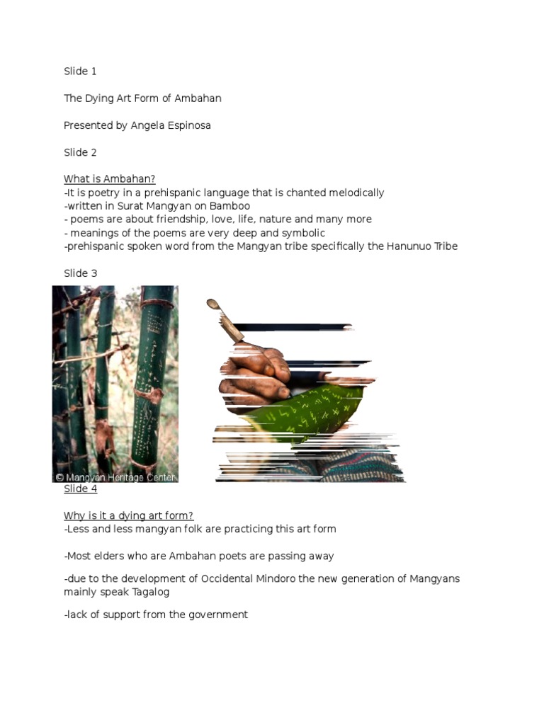 The Dying Art Form of Ambahan | PDF | Art