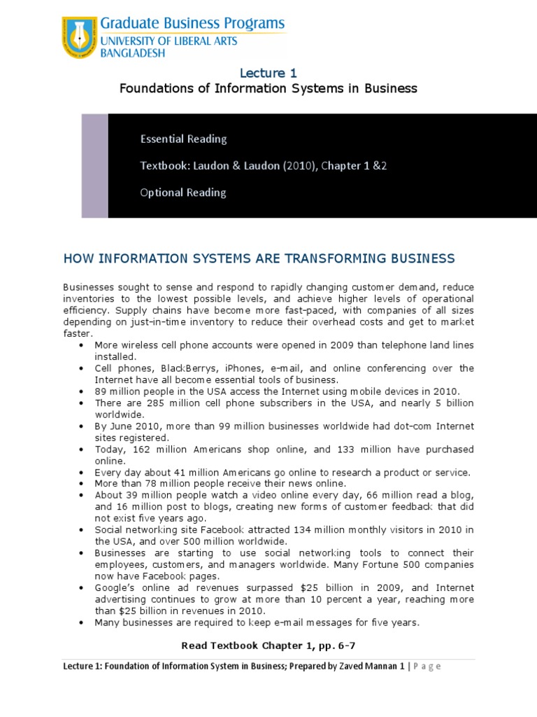 Foundations of Information Systems in Business | PDF | Information ...