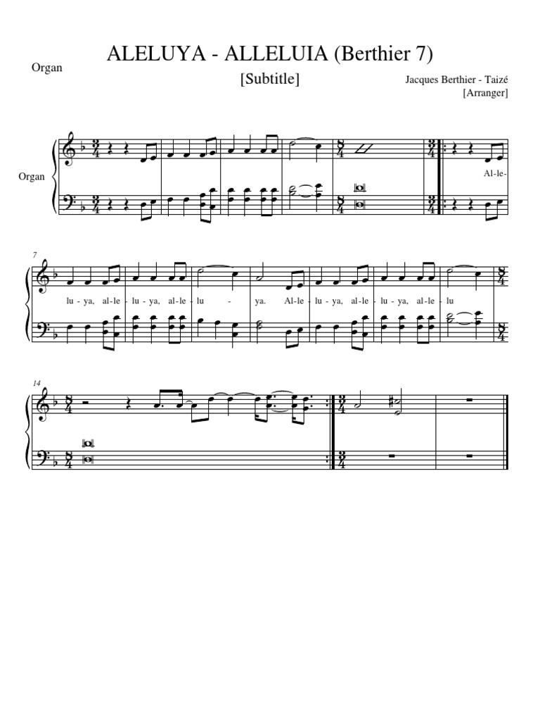 Alleluia7 - Organ - Jacques Berthier - Taizé - Aleluya PDF | PDF