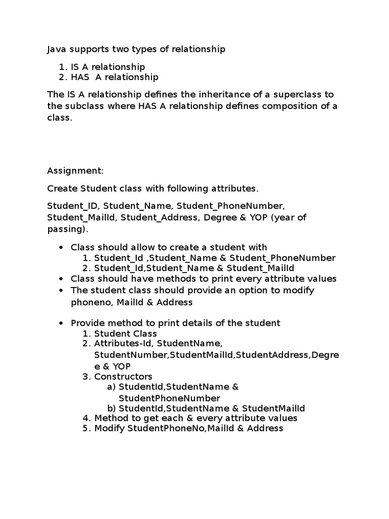 Java Student Class with Constructors and Methods | PDF | Class ...