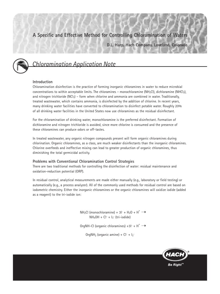 Method For Controlling Chloramination of Waters PDF | PDF | Sewage ...