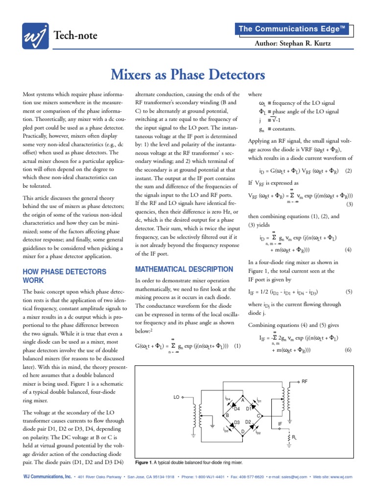 Mixers - Phase Detectors PDF | PDF | Detector (Radio) | Direct Current