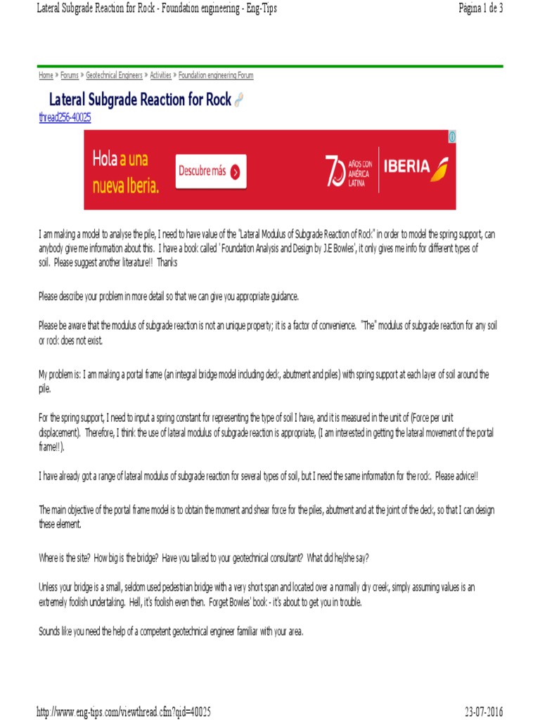 Lateral Subgrade Reaction For Rock | PDF | Geotechnical Engineering ...