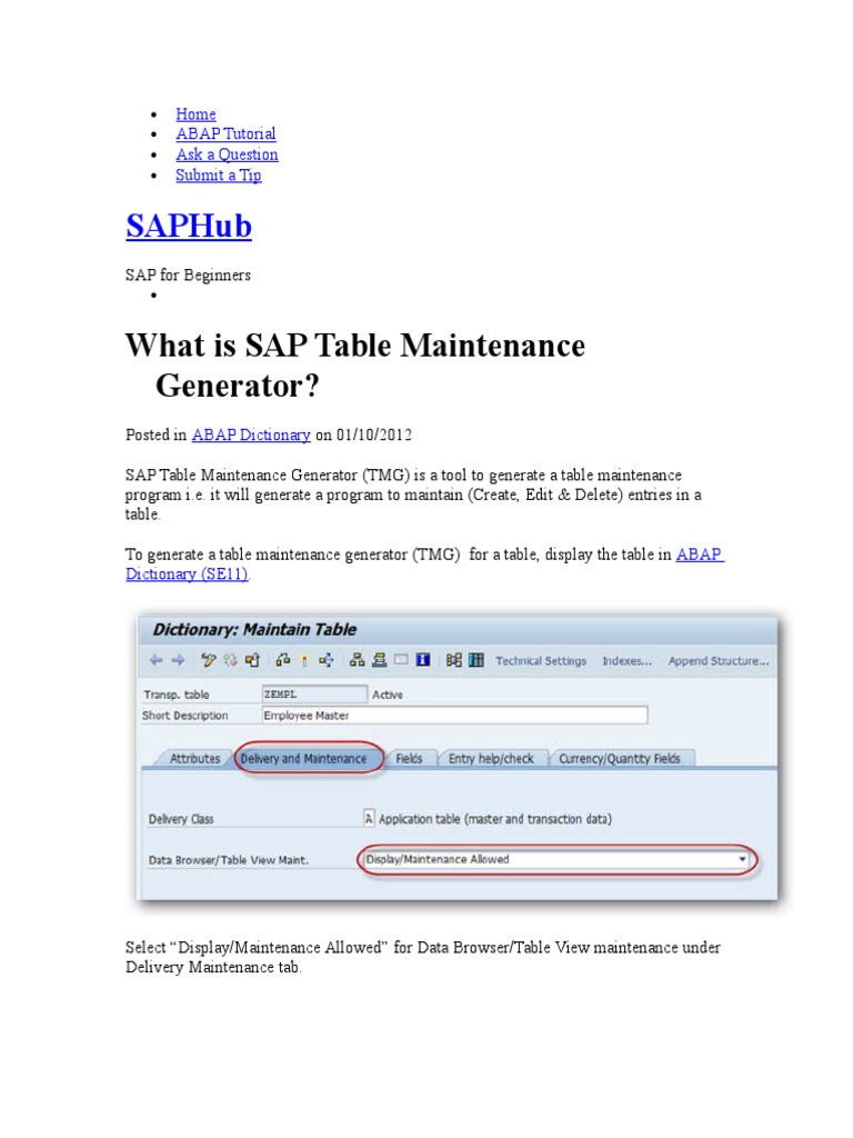 Saphub: What Is Sap Table Maintenance Generator? | PDF