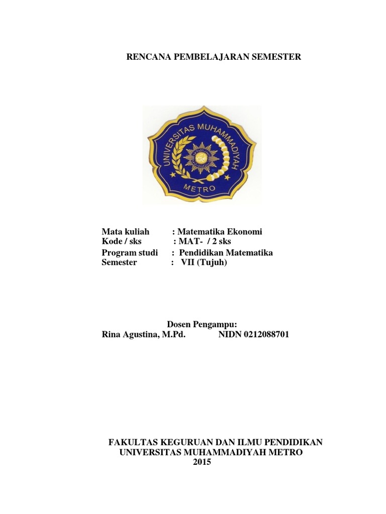 Rps Matematika Ekonomi | PDF
