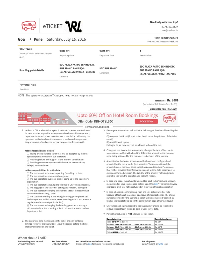 Goa Pune Ticket | Ticket (Admission) | Bus