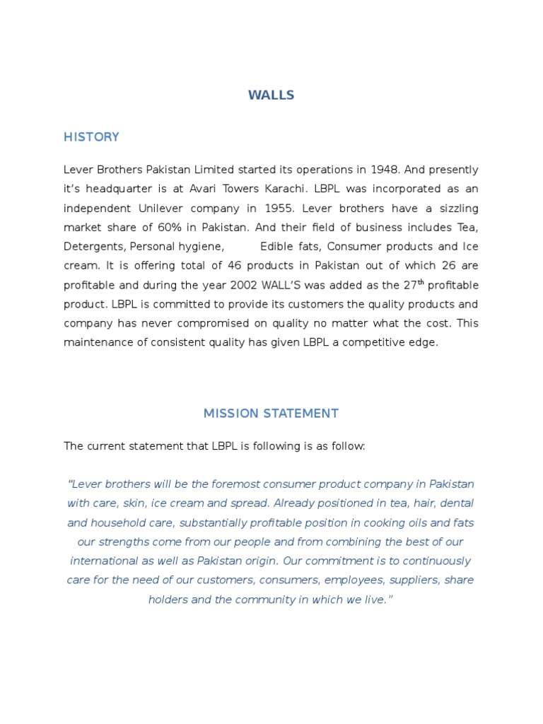 WALLS Management | PDF | Unilever | Corporate Social Responsibility