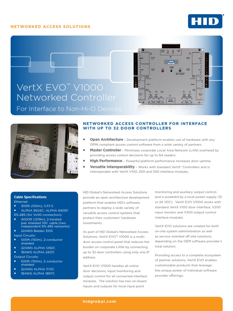 En Genetec HID Global VertX EVO V1000 Specifications Sheet | PDF | Access Control | Input/Output