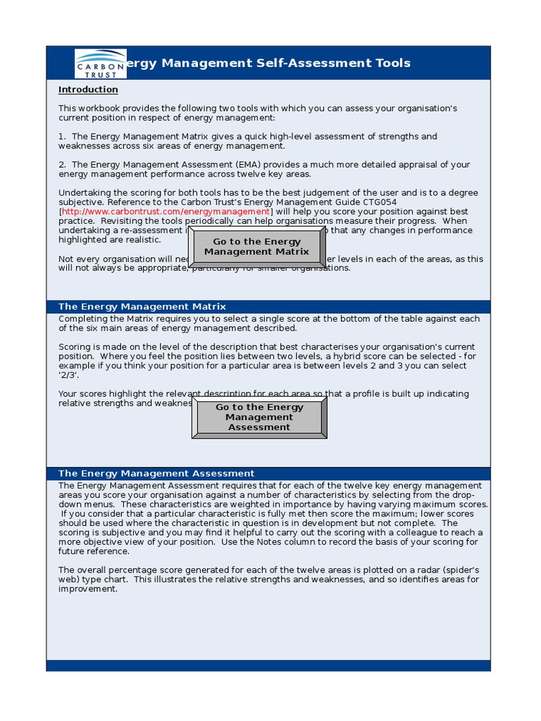 Energy Management Self-Assessment Tools | PDF | Energy Management ...