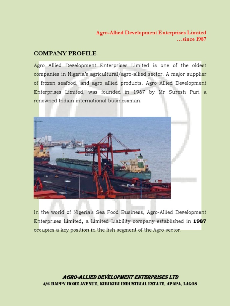 Agro Allied Company Profile | PDF | Hazard Analysis And Critical ...
