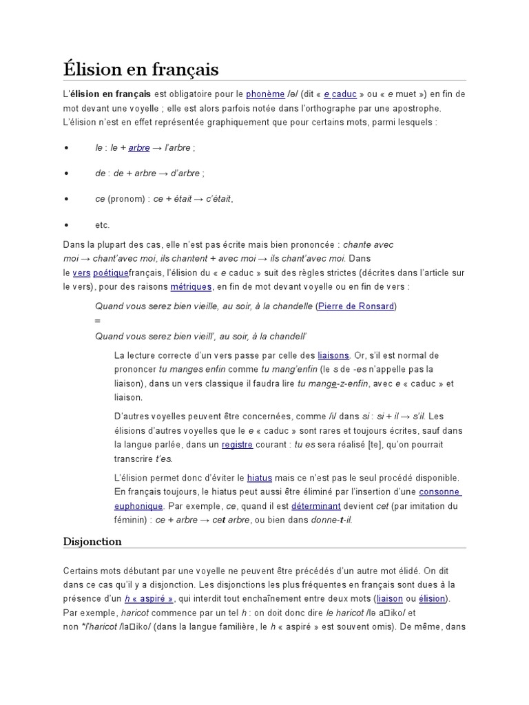 Élision en Français | Communication humaine | Orthographe par langue