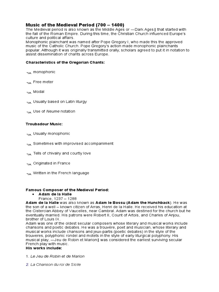 Music of The Medieval Period | PDF | Musicology | Performing Arts