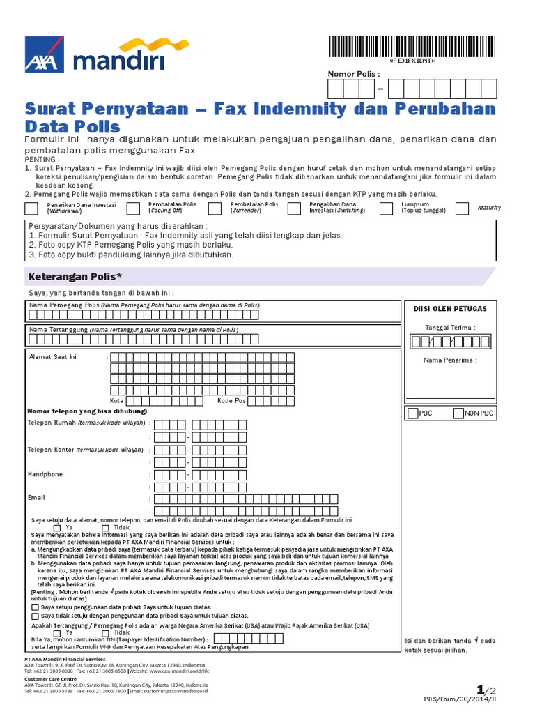 6 Form Pernyataan Fax Indemnity Rev2 | PDF
