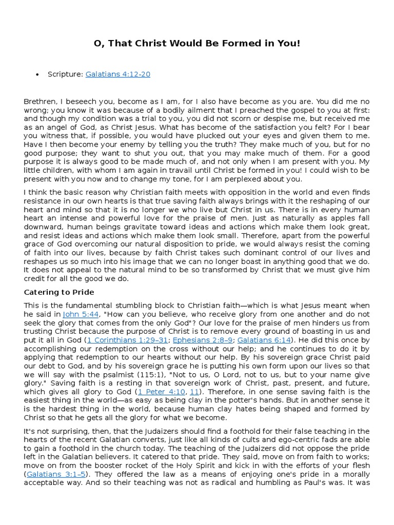 O, That Christ Would Be Formed in You!: Galatians 4:12-20 | Download ...