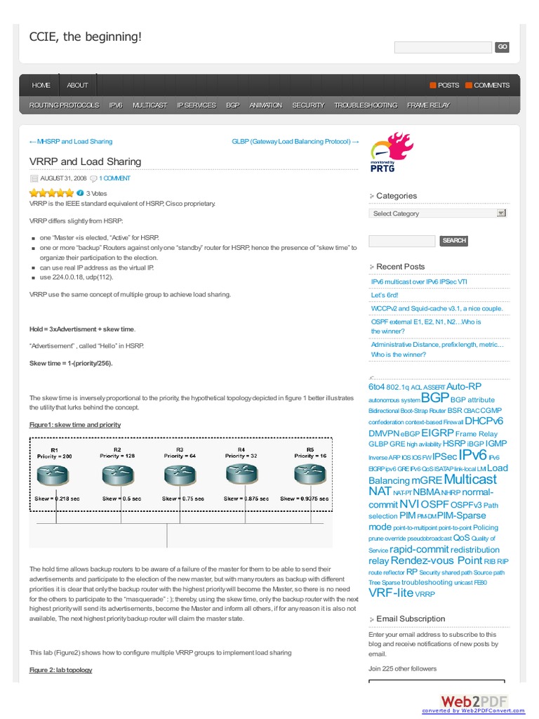 Mikrotik VRRP and Load Sharing | PDF | Networking Standards | Routing