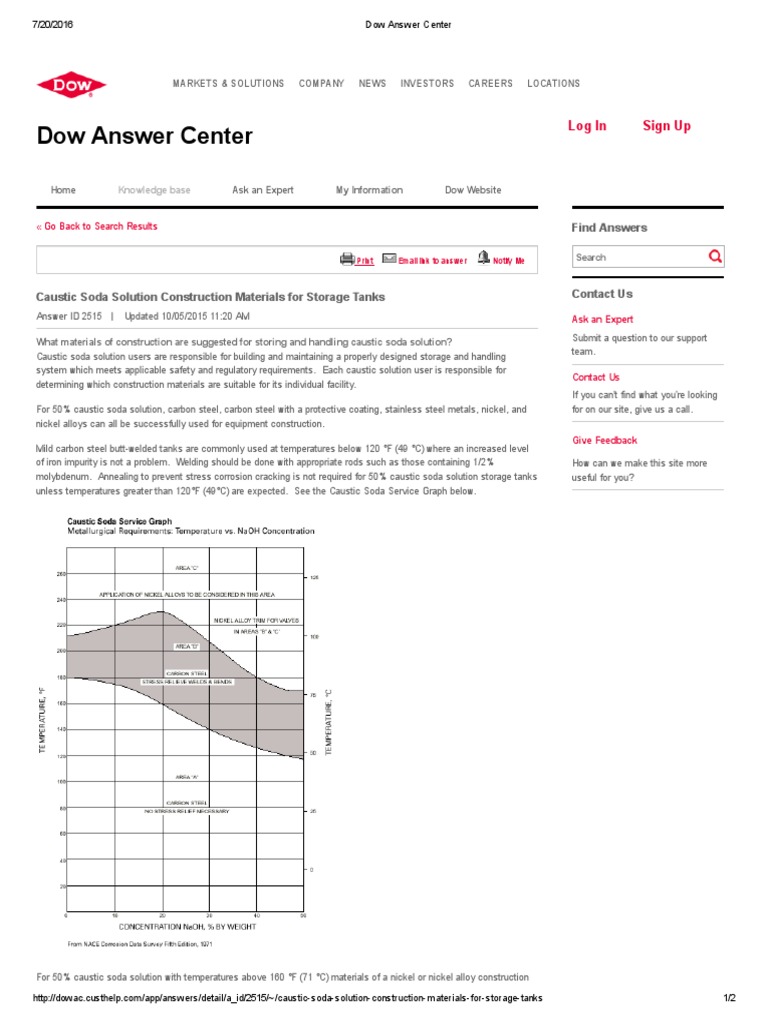 Dow - Storing and Handling Caustic Soda Solution | PDF | Sodium ...