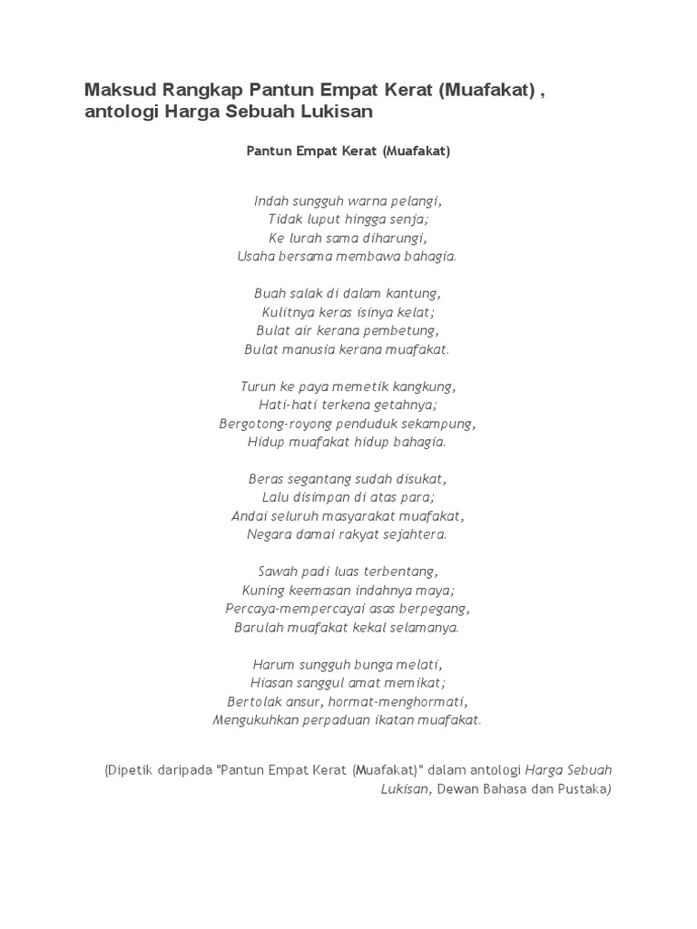 Maksud Rangkap Pantun Empat Kerat | PDF