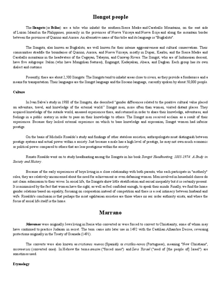 Ilongot People | Ethnicity | Anthropology