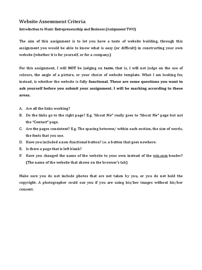 Website Criteria | PDF