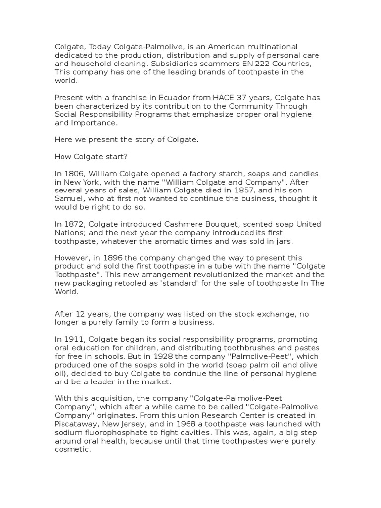 Colgate History | PDF