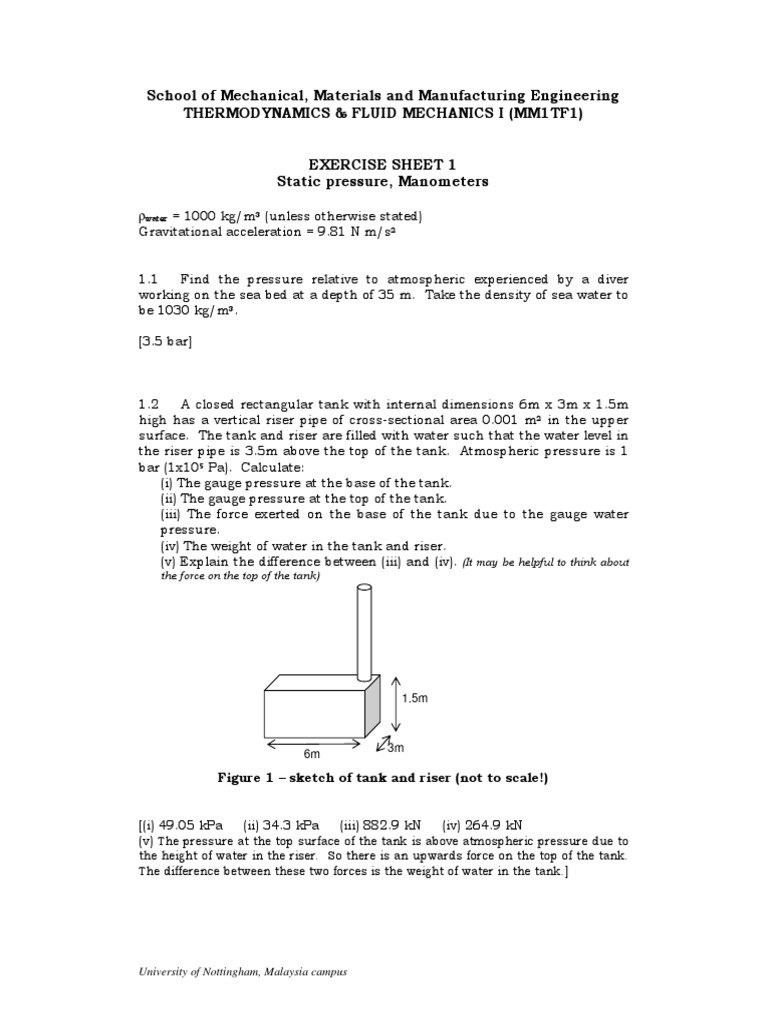 Examples 1 - Manometers | PDF | Pressure Measurement | Pressure