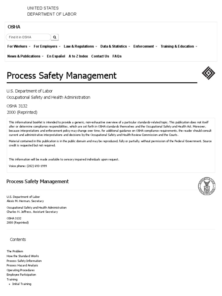 Process Safety Management | PDF | Occupational Safety And Health ...