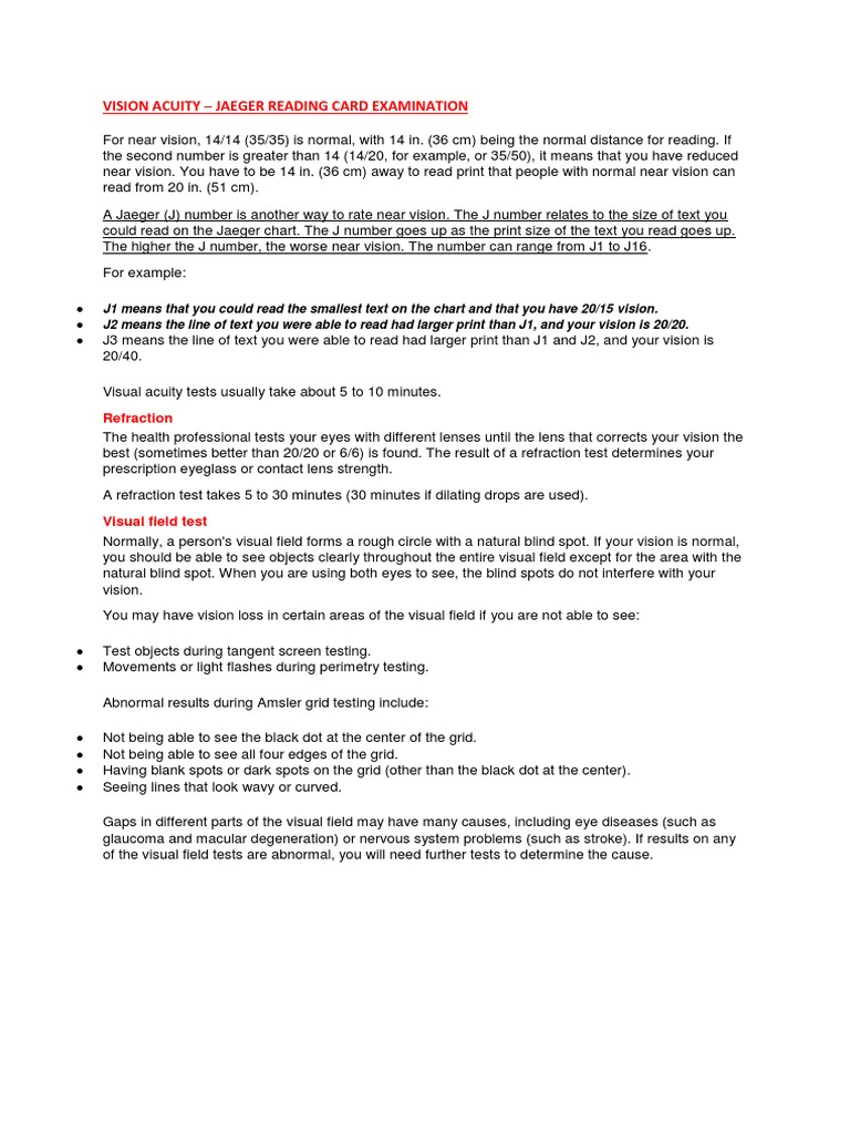 Jaeger Eye Test Overview and Results | PDF | Teaching Methods & Materials