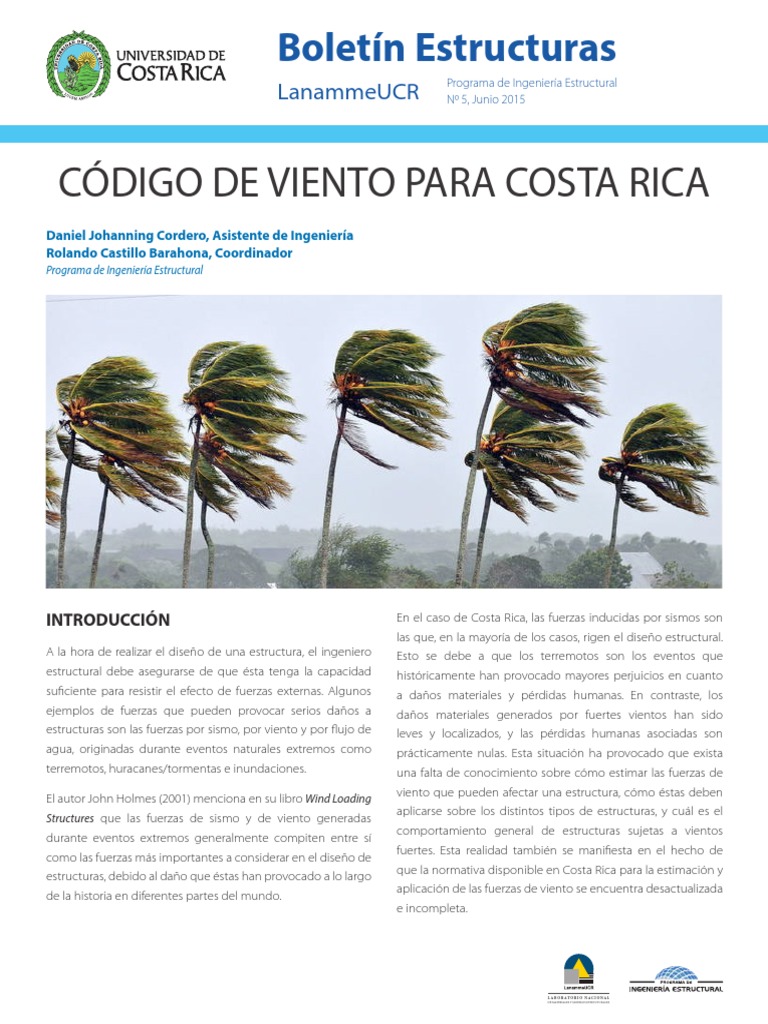 LanammeUCR Código de Viento para Costa Rica | PDF | Ciclones tropicales ...