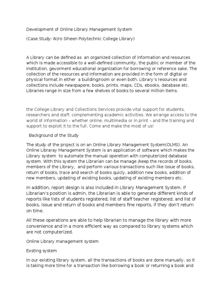 Development of Online Library Management System | PDF | Libraries ...